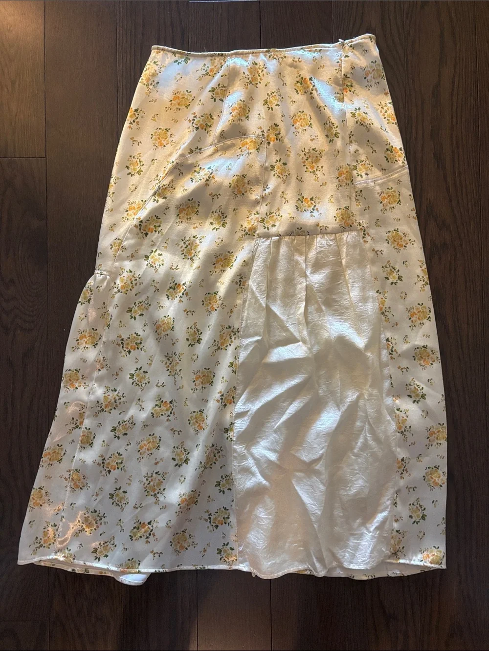 Acne Studios | Skirts | Acne Cream Midi Skirt With Yellow Floral Print ...